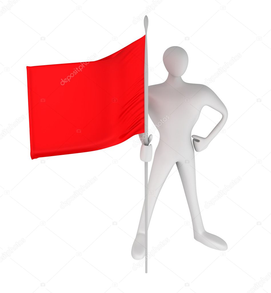 3d person with red flag — Stock Photo © sommersby #11802708