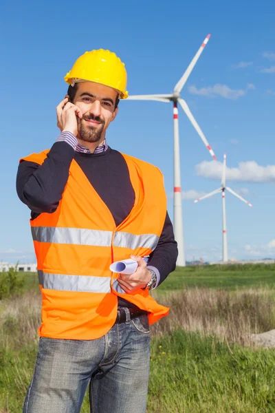 Technician Engineer in Wind Turbine Power Generator Station - Stock ...
