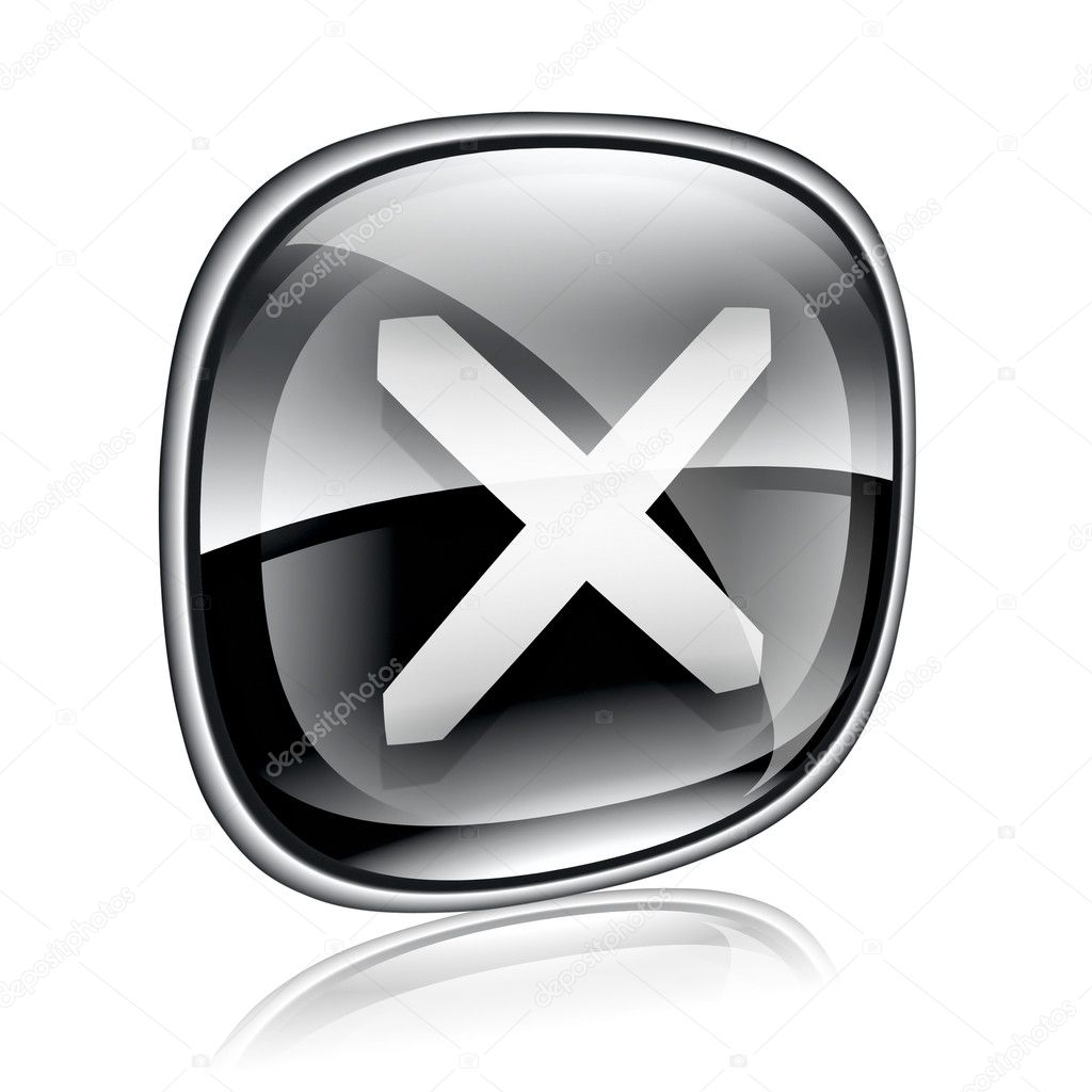 Close icon black glass, isolated on white background. Stock Photo by ...