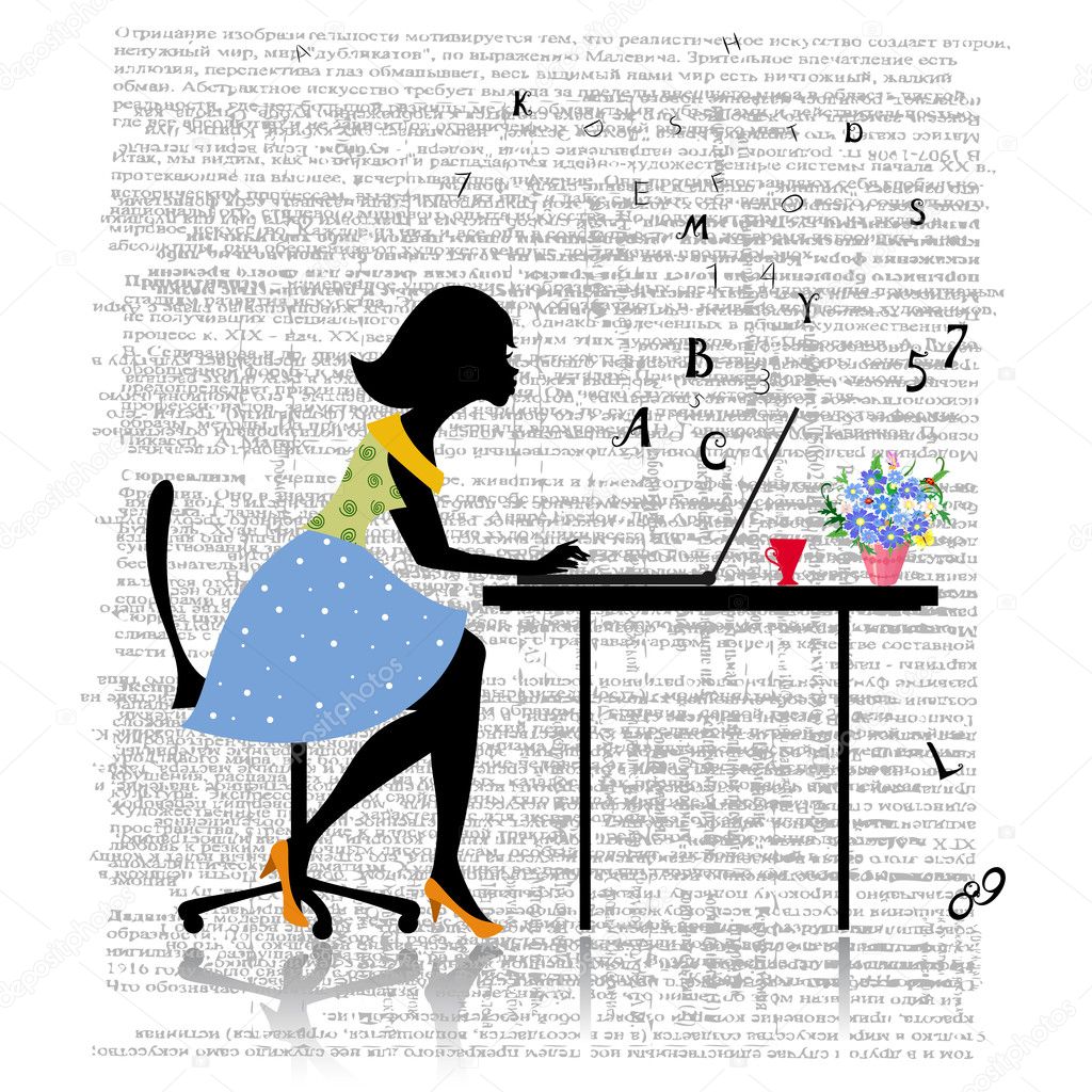 Girl working at the computer Stock Vector Image by ©Oksana #10773002