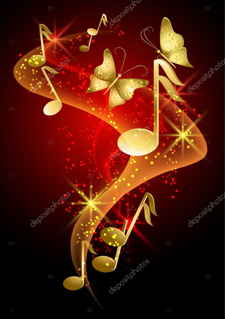 Musical notes, smoke, stars and butterfly — Stock Vector © Marisha ...