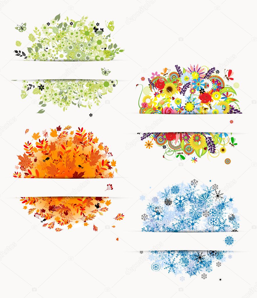 Four seasons, design frames with place for your text — Stock Vector ...