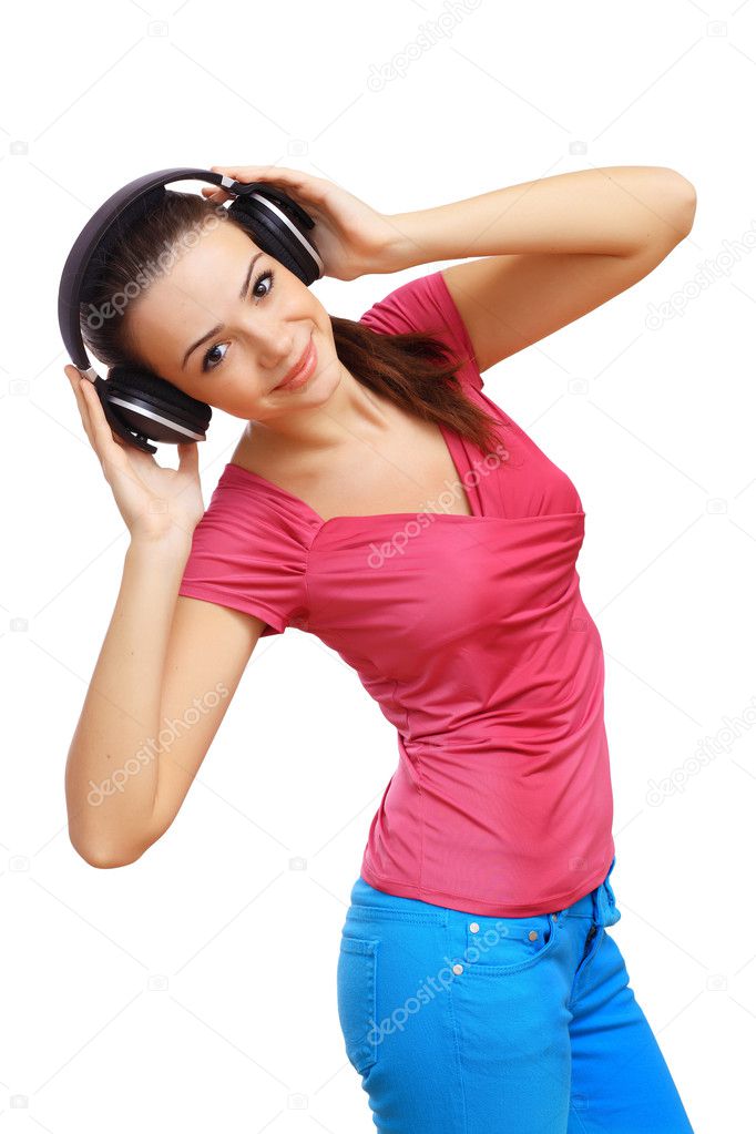 Happy smiling girl dancing — Stock Photo © SergeyNivens #12376808