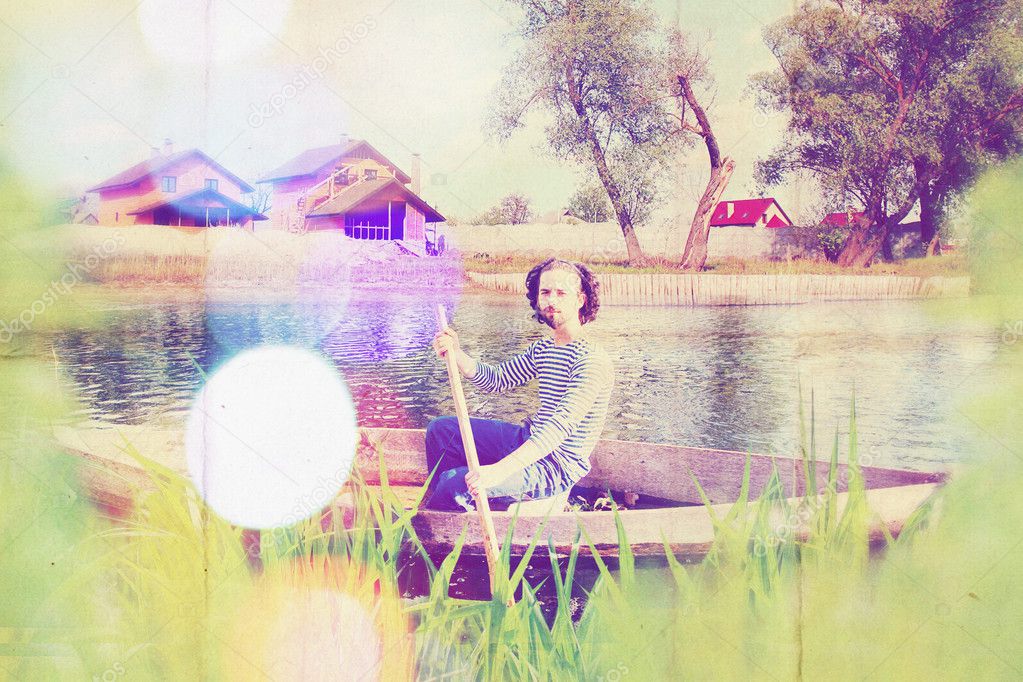 Art collage with boy on float Stock Photo by ©mirabellart 11085412