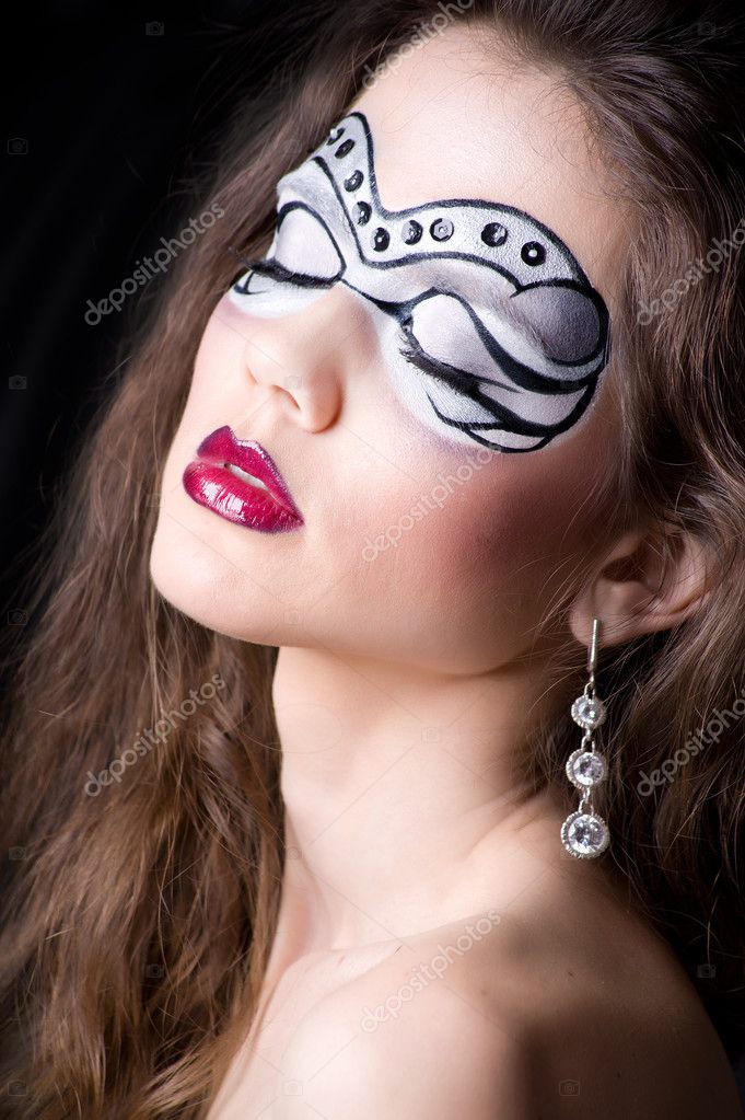 Girl with creative visage — Stock Photo © Springoz #11831668