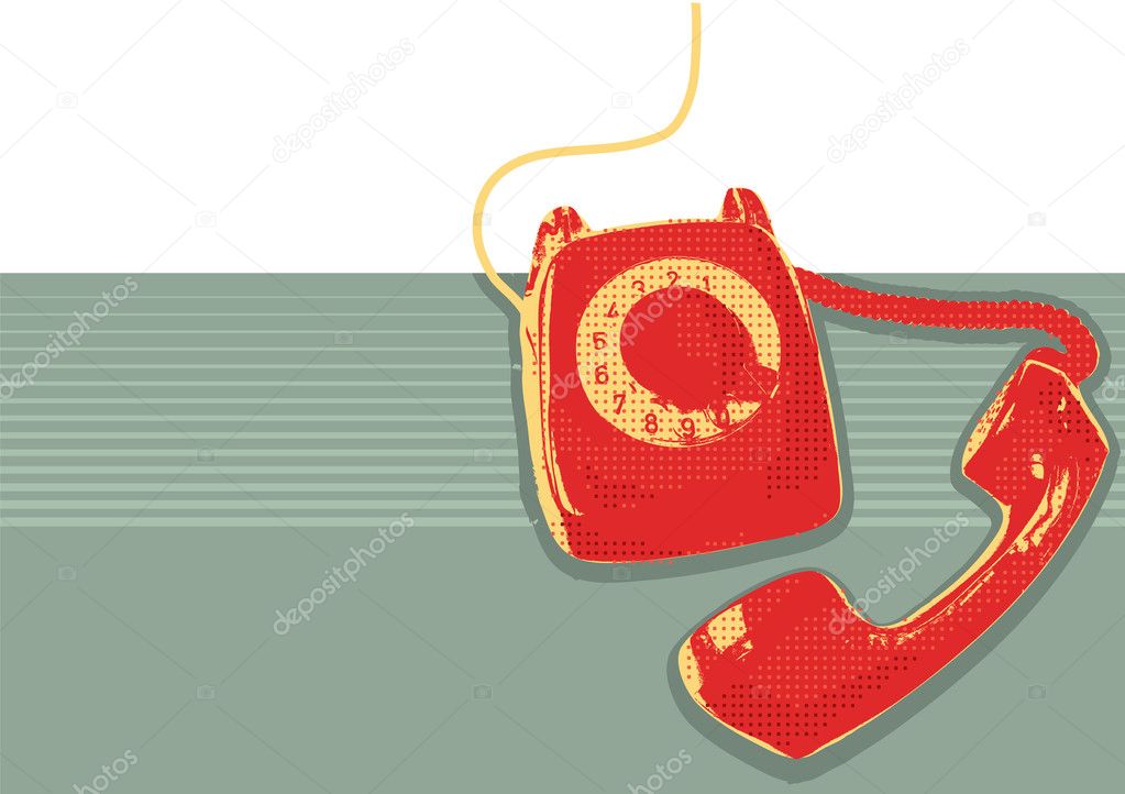 Retro telephone.Vector grunge poster background for text Stock ...