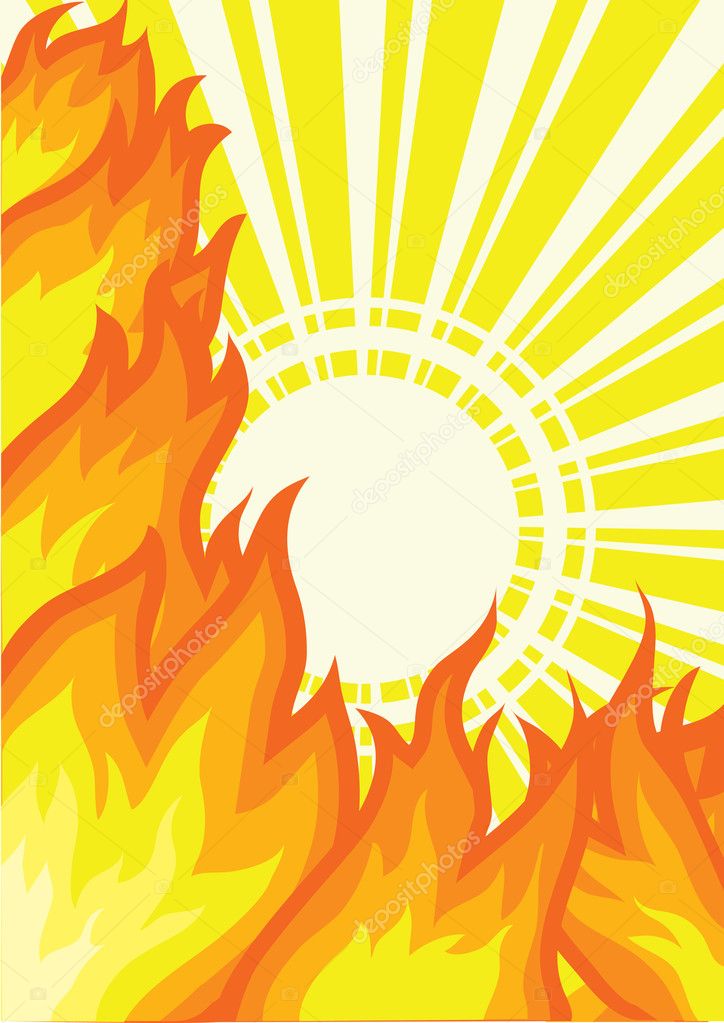 Fire background with sun.Vector poster Stock Illustration by ©GeraKTV ...