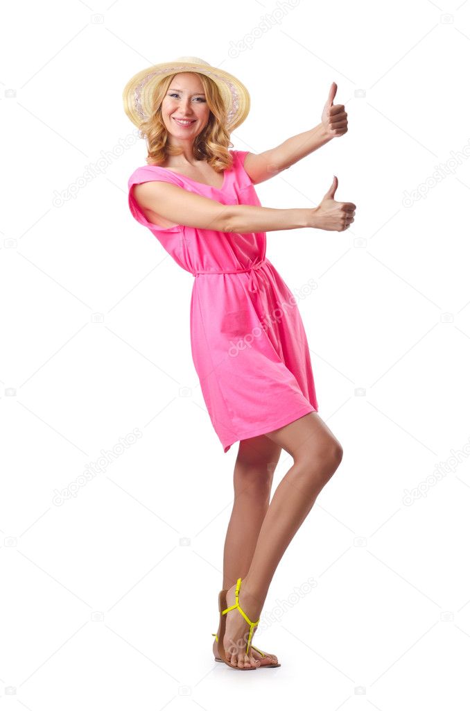 Woman ready for beach on white — Stock Photo © Elnur_ #12024024