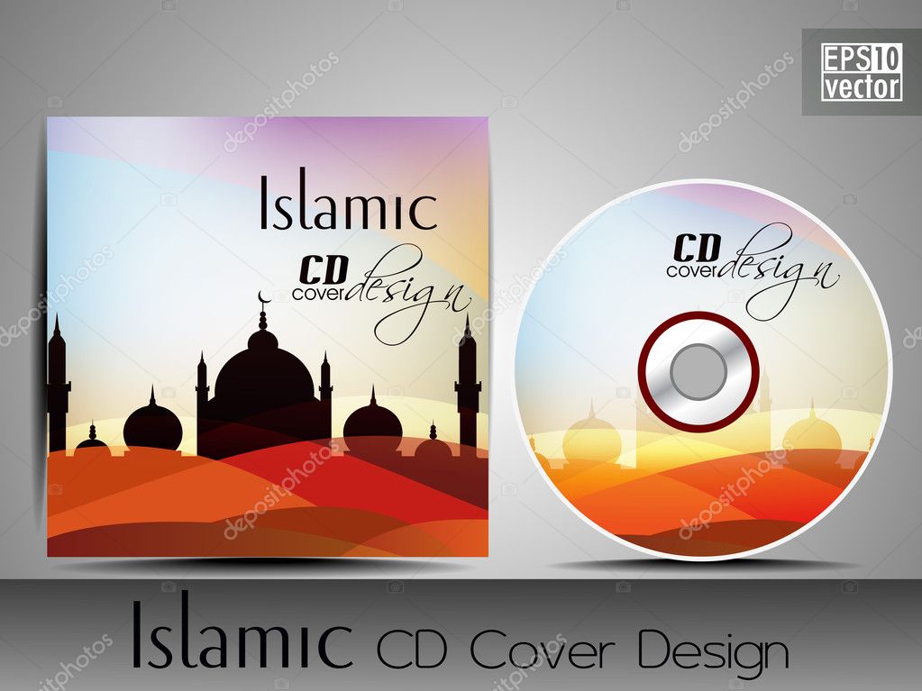Islamic CD cover design with Mosque or Masjid silhouette with or Stock ...