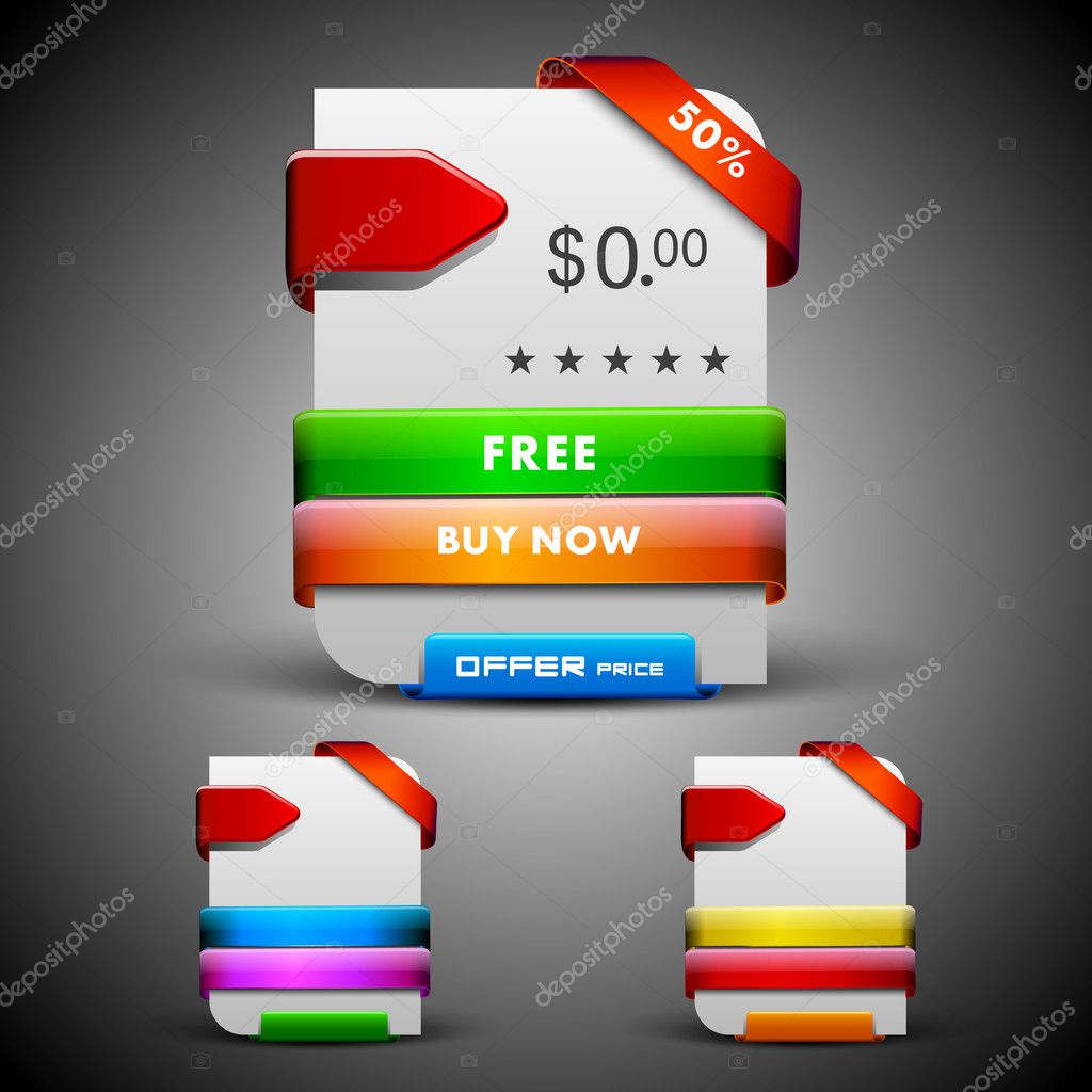 Discount icon set with product display and ribbon, can be use as Stock ...