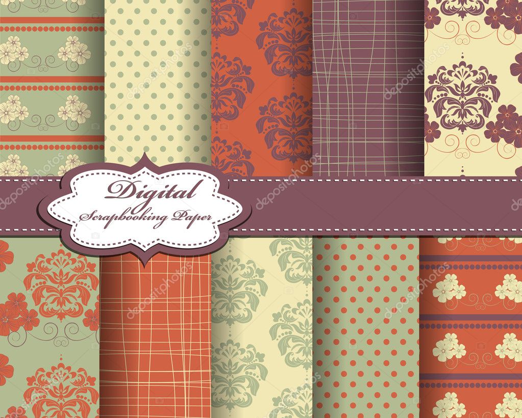 Set of damask flower vector paper for scrapbook Stock Vector by ...