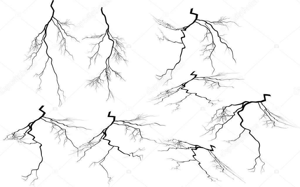 Black lightning collection isolated on white — Stock Vector © Dr.PAS ...