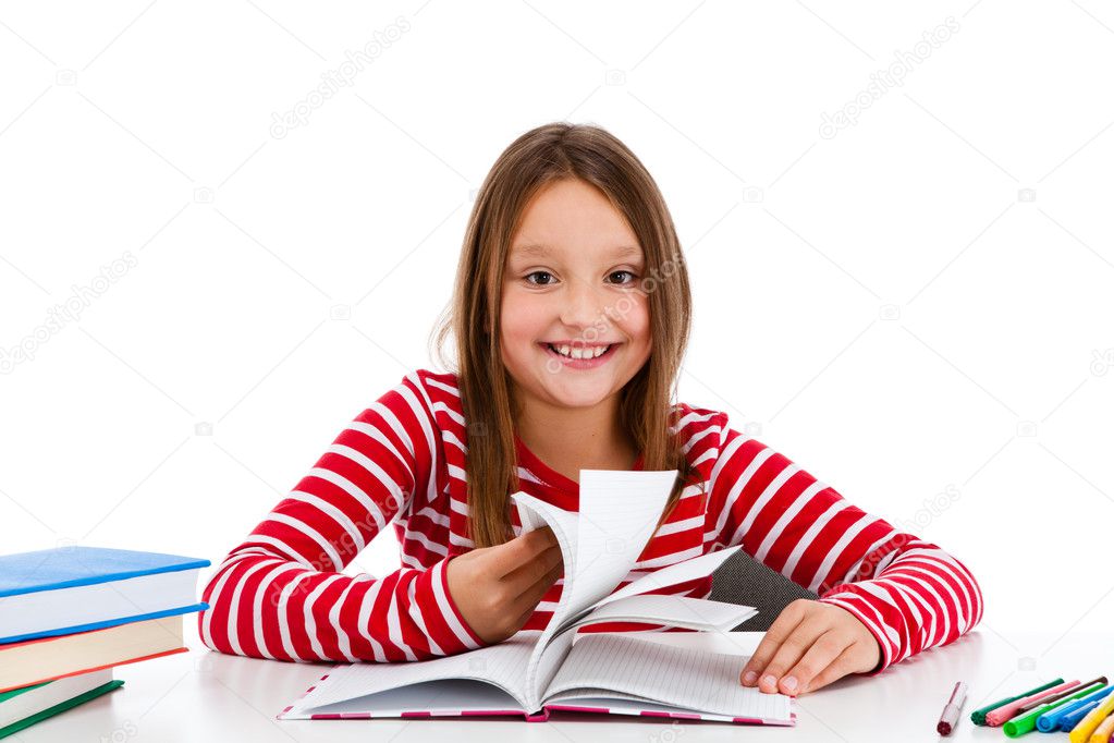 Girl learning isolated on white background — Stock Photo © gbh007 #11835271