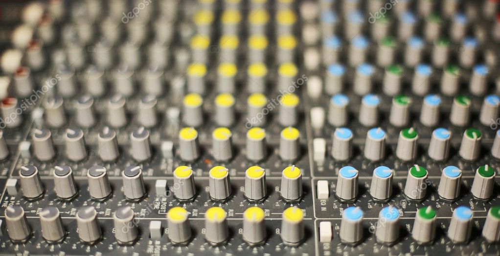 Audio mixer mixing board fader and knobs — Stock Photo © baburkina ...