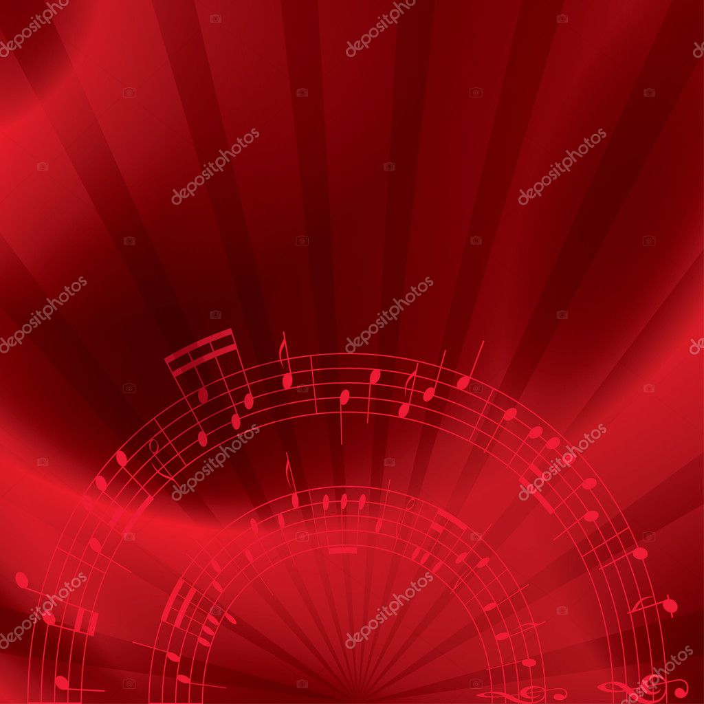 Music background with notes - red vector Stock Vector Image by ...