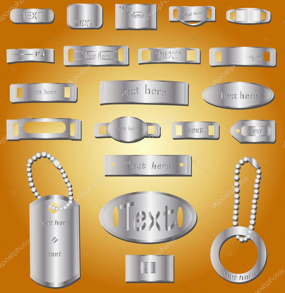 Silver labels, tags, face plates, or name plates Stock Vector Image by ...