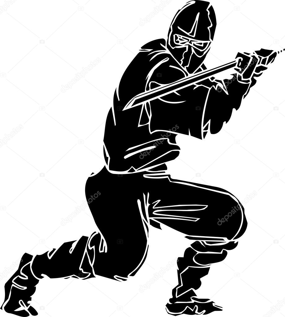 Ninja fighter - vector illustration. Vinyl-ready. Stock Vector Image by ...