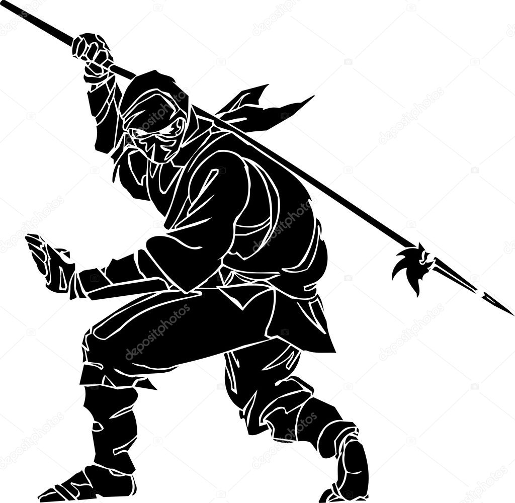 Ninja fighter - vector illustration. Vinyl-ready. Stock Vector Image by ...