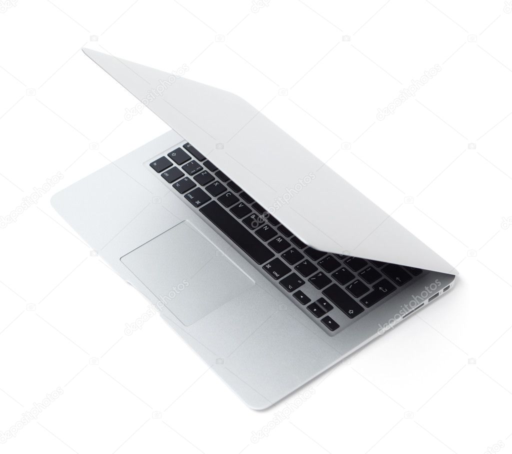 Gray aluminium laptop, white background Stock Photo by ©agencyby 10960225