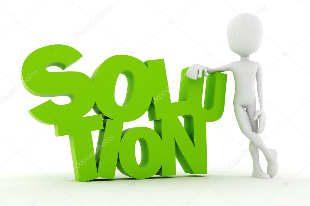 3d man standing near SOLUTION text, on white background Stock Photo by ...