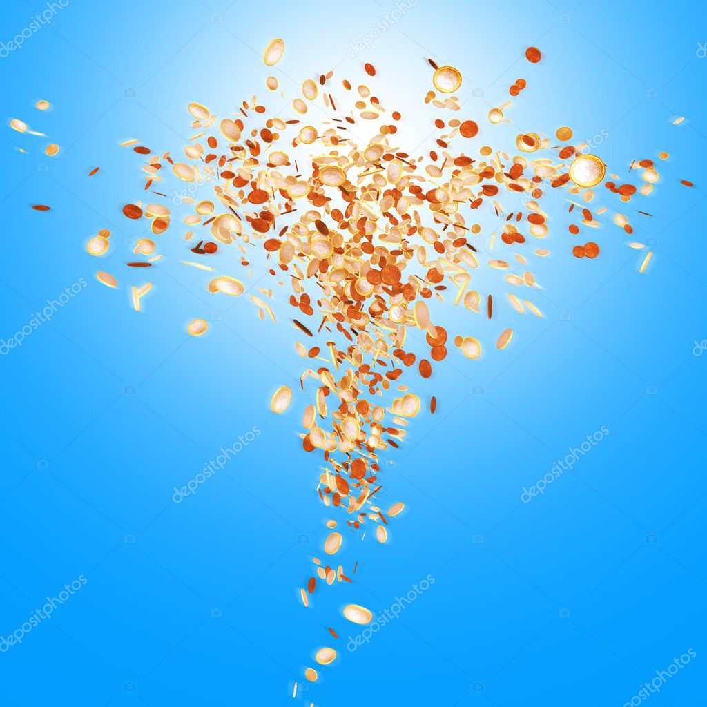 Euro coins Tornado on blue background — Stock Photo © digiart #12173487