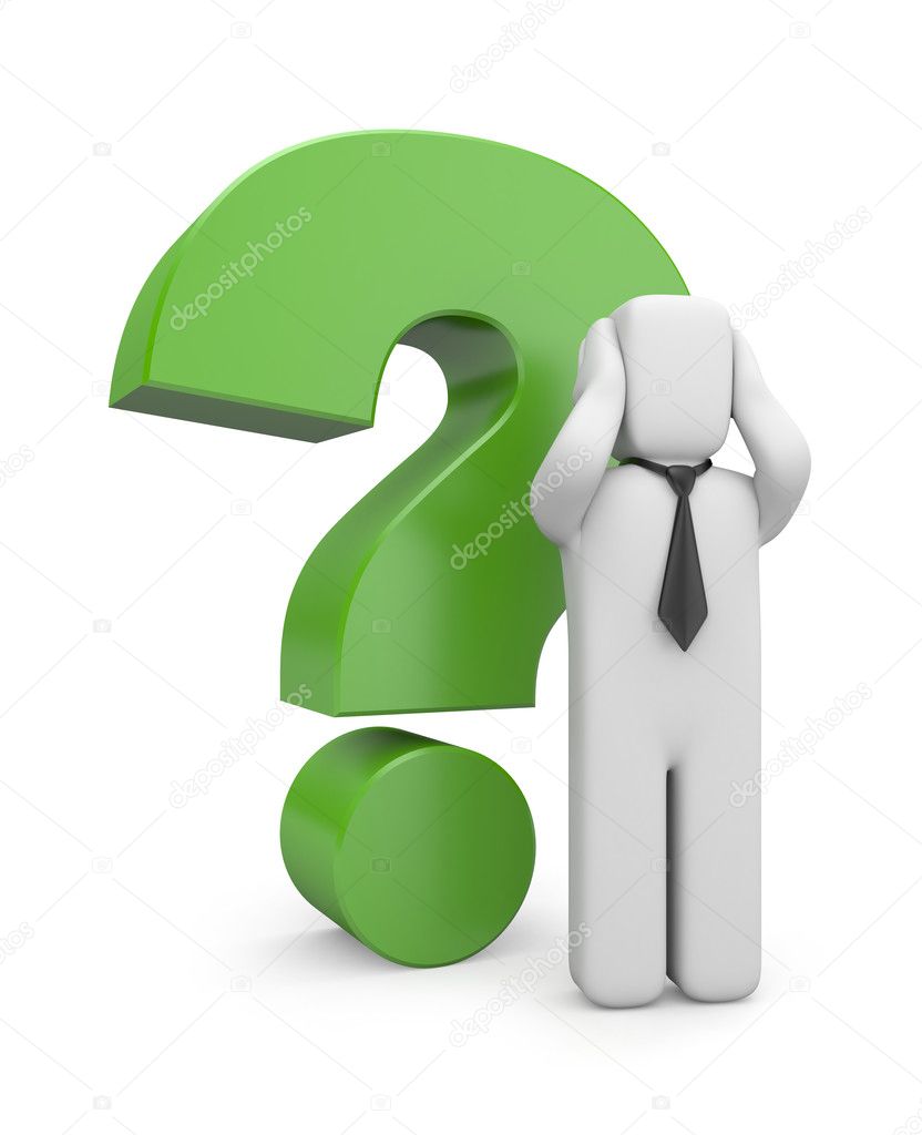 Businessman with green question mark Stock Photo by ©Pixelery.com 10789708