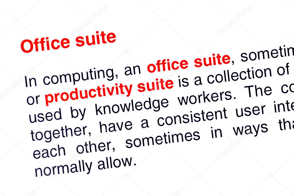 Office suite text highlighted in red Stock Photo by ©pajche 11019997