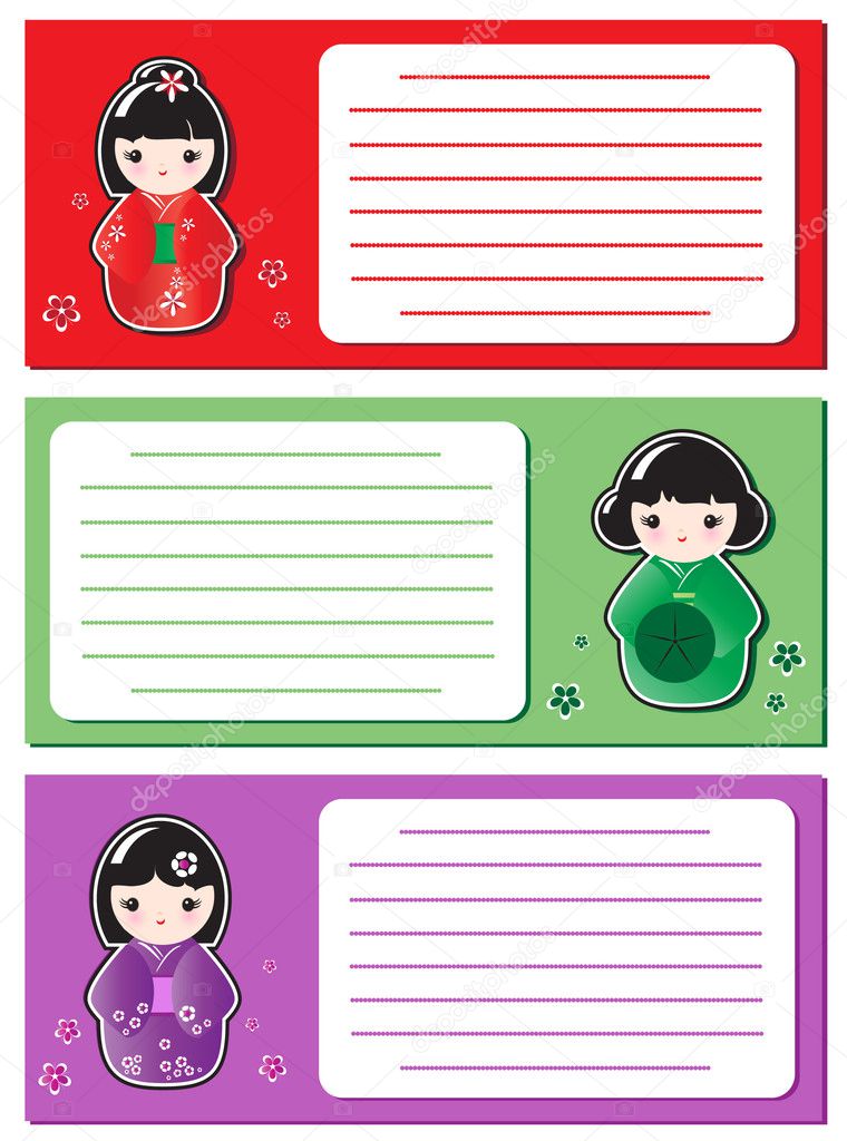 Cute Kokeshi notes Stock Vector by ©rixipix 11894553