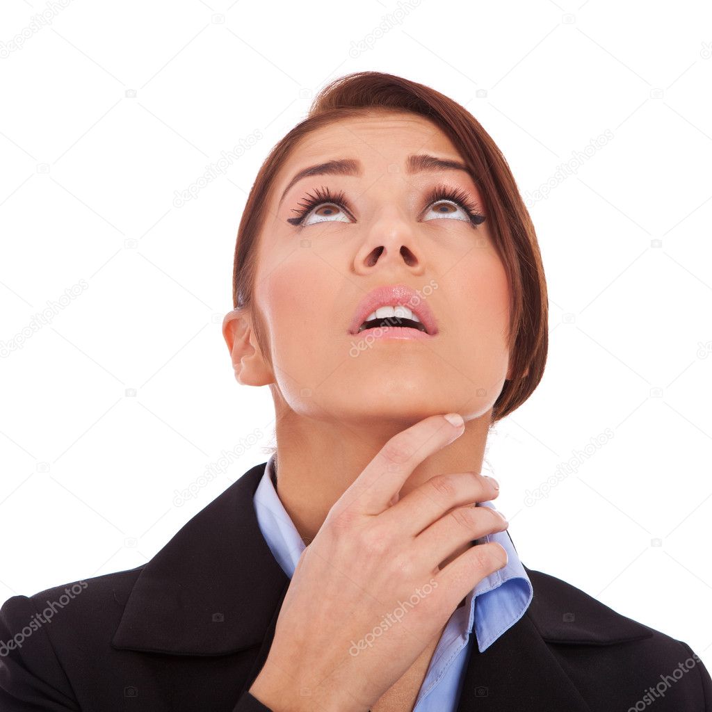 Beautiful young business woman, looking up. — Stock Photo © feedough ...