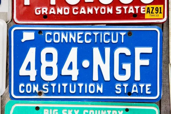 Vintage American cars number plates — Stock Photo © ronyzmbow #9122105