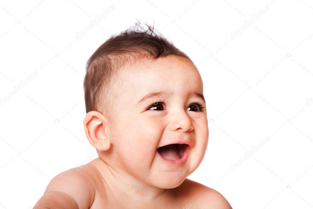 Happy laughing baby face — Stock Photo © phakimata #11615291