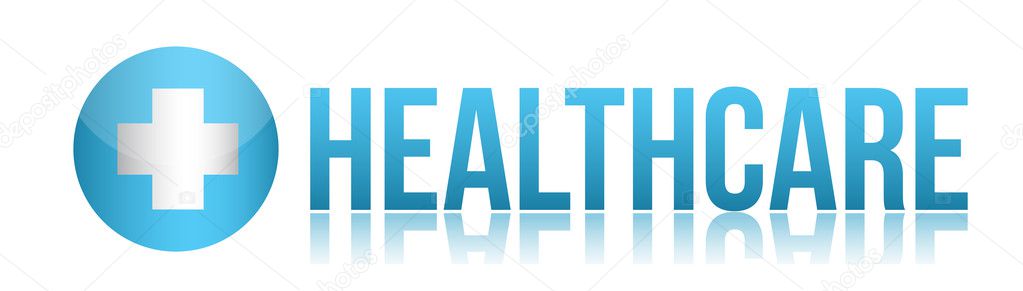 Health care sign illustration design over white — Stock Photo ...