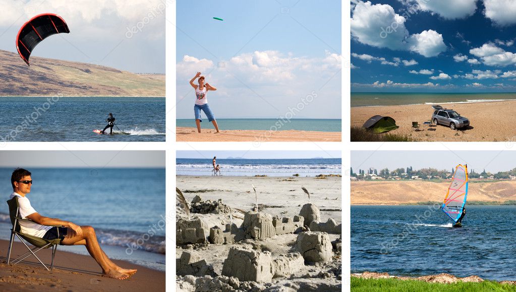 Collage of a summer activity holidays and water sports — Stock Photo ...