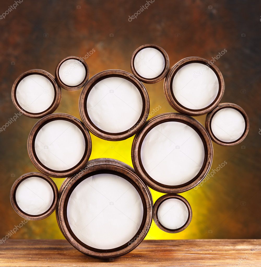 Abstract design of round shapes in the form of beer barrels on a ...