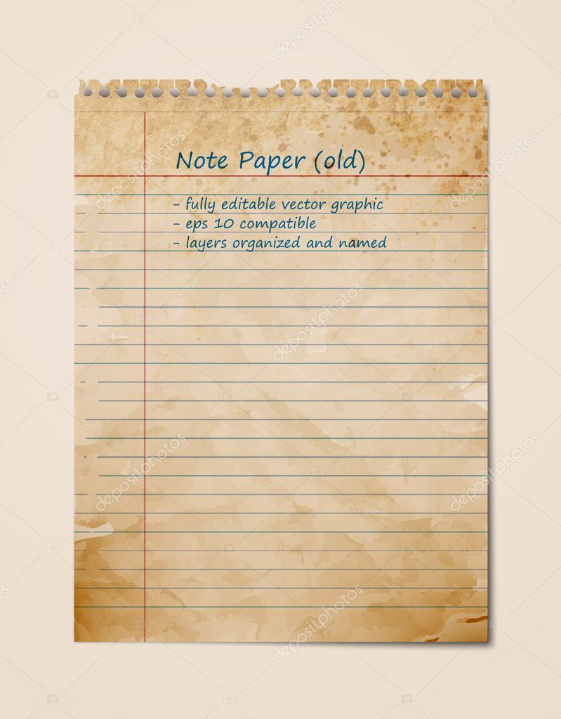 Old Vintage Note Paper, Blank Sheet — Stock Vector © zsoltercsei #11388634