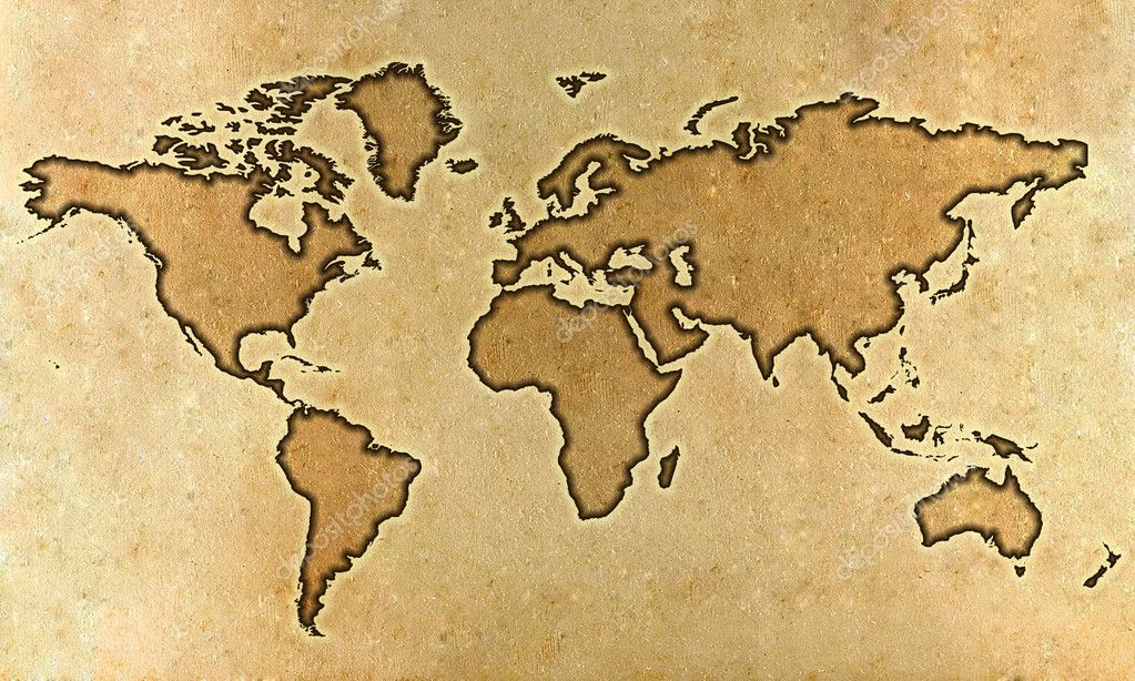 Carte du monde parchemin — Photographie myper © #12289971