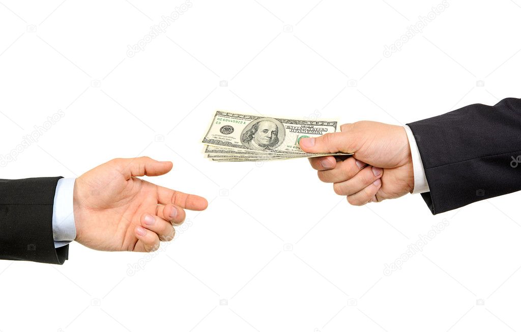 Hand handing over money to another hand Stock Photo by ©ashumskiy 10963218