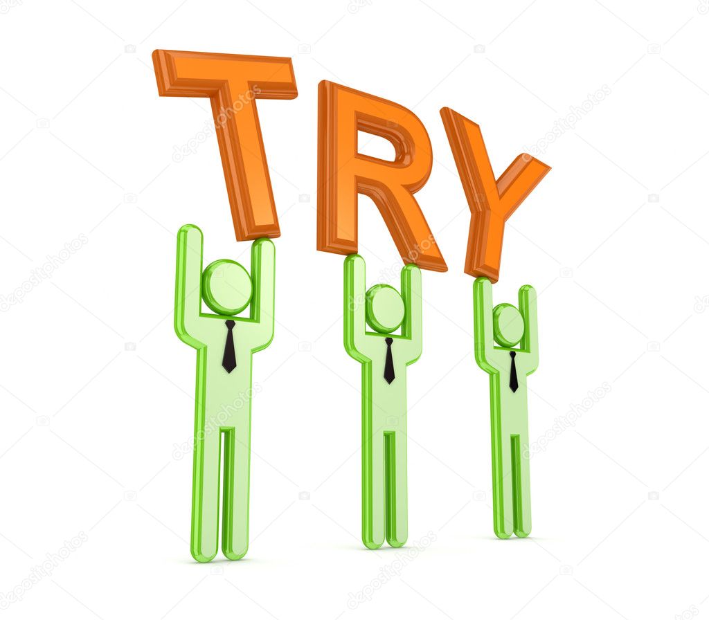 3d small with a word TRY in a hands. Stock Photo by ©rukanoga 11569271