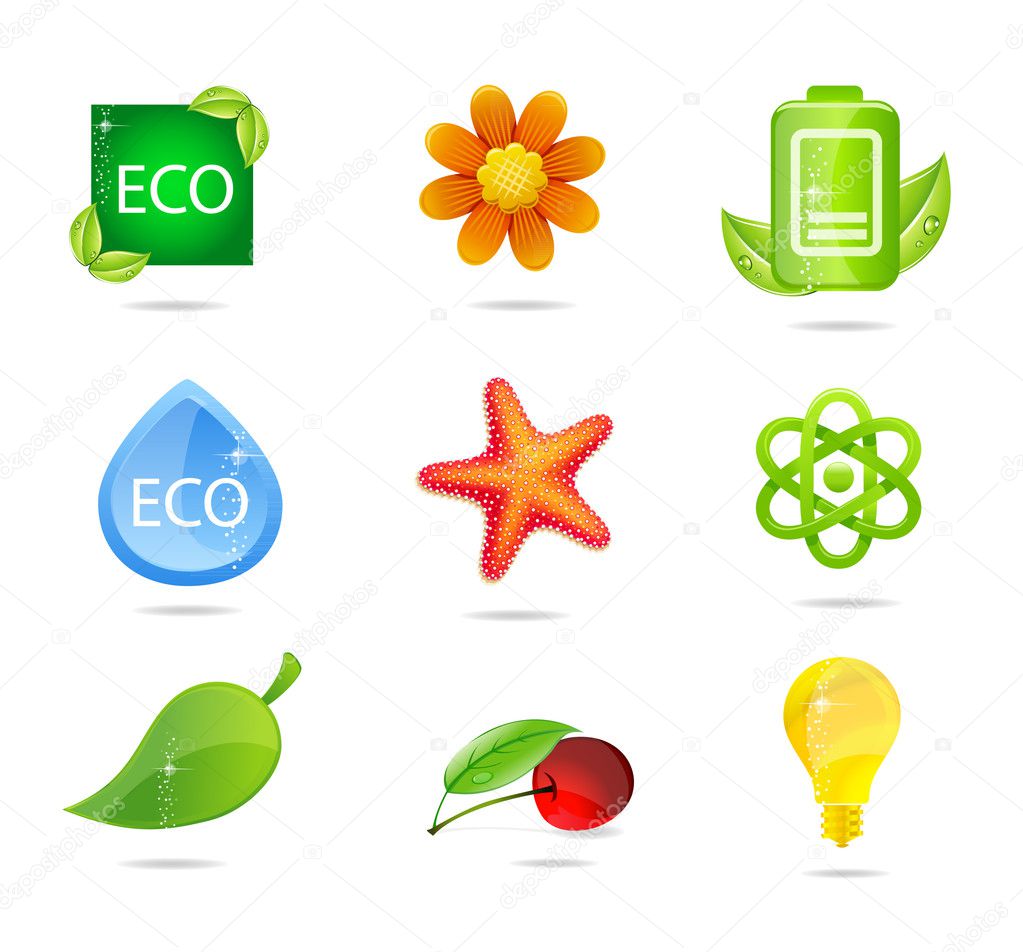 Elegance nature symbols set green color Stock Vector by ©kednert 11626444