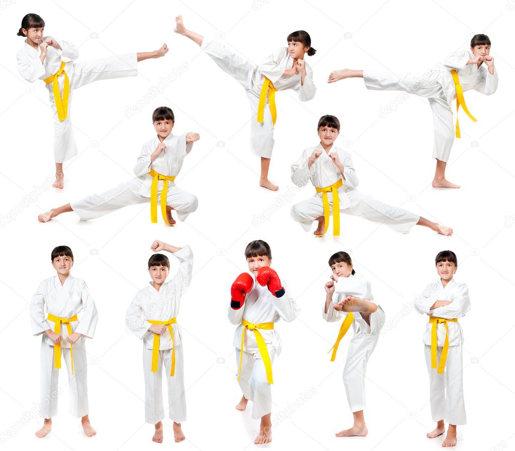 Little girl in a kimono with a yellow sash Stock Illustration by ...