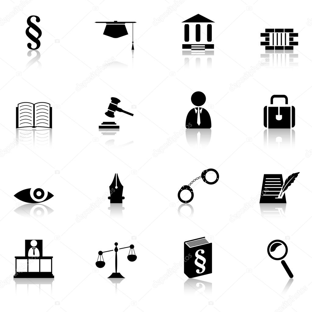 Conjunto de símbolos de Justiça, conceito de direito, — Vetores de ...