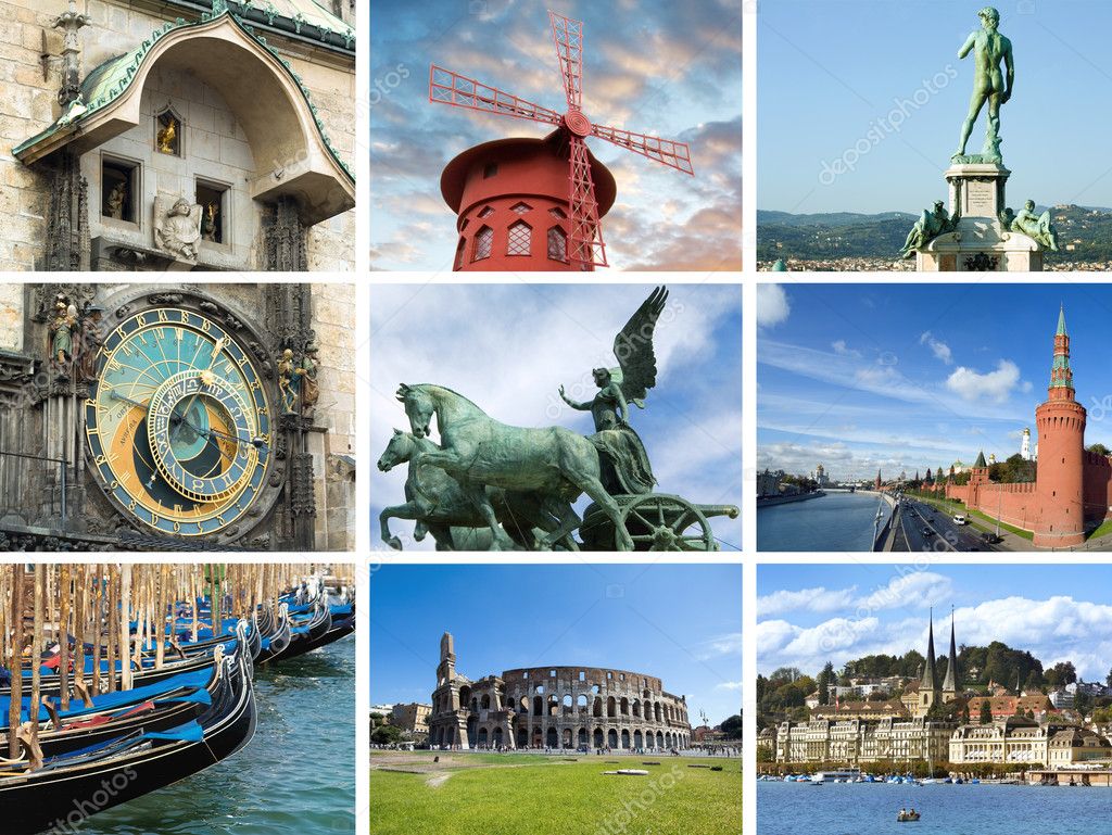 European landmarks collage — Stock Photo © natam #10910311