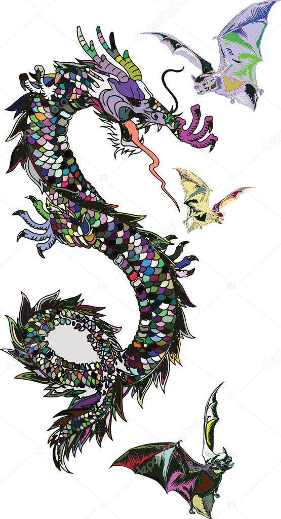 Dragon and bats Stock Vector by ©ajlber 11924059