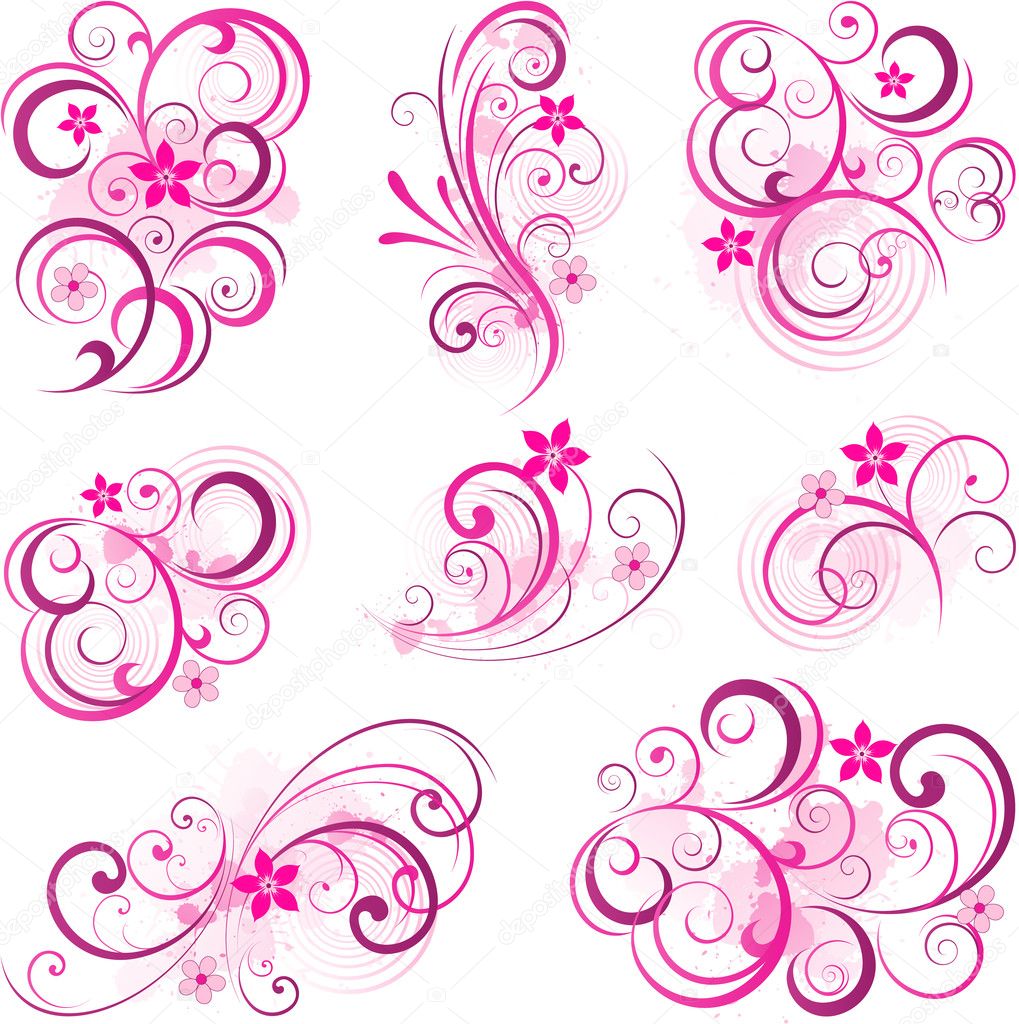 Pink abstract scroll flowers background — Stock Vector © hugolacasse ...