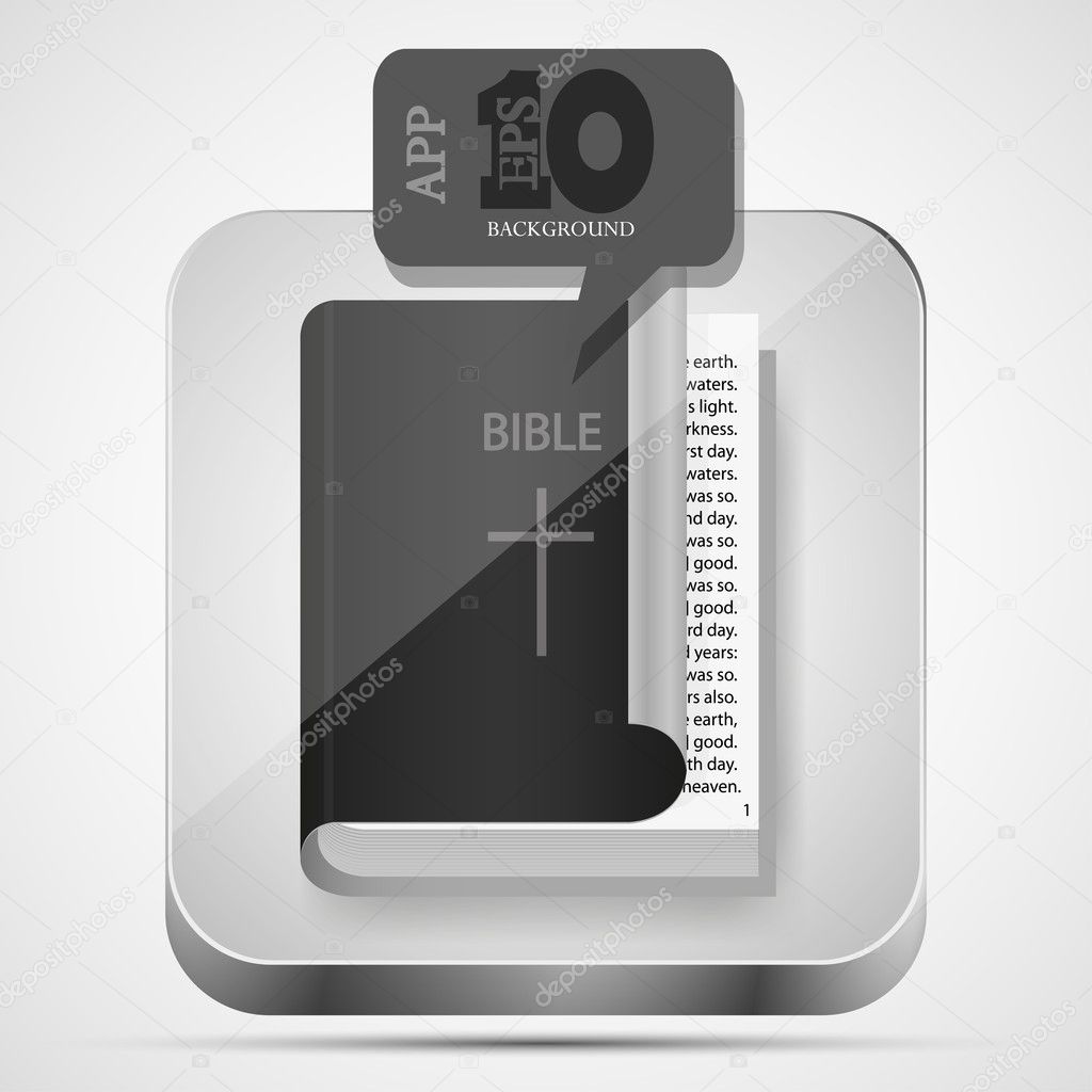 Vector Bible app icon with black bubble speech. Eps10 Stock Vector ...