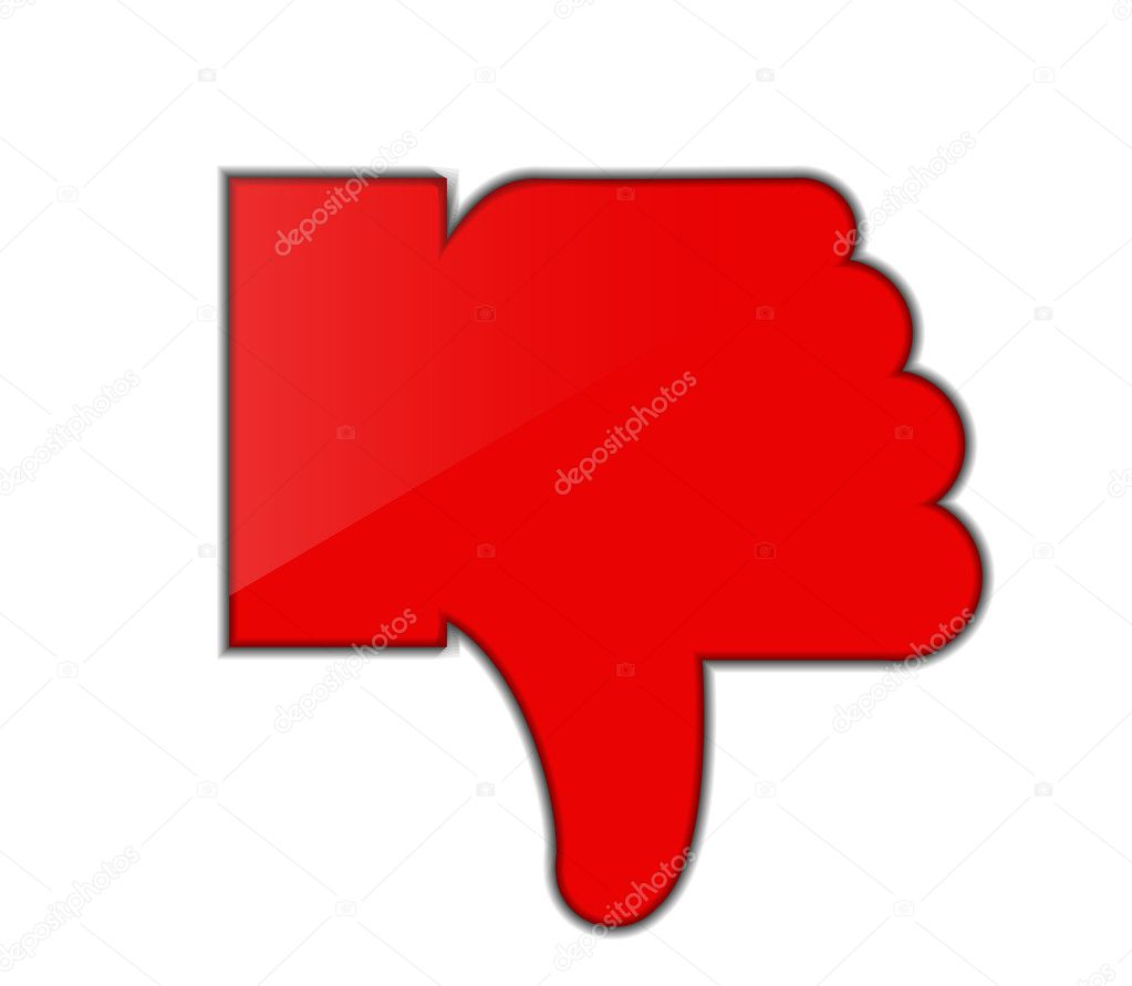 Roter Daumen nach unten isoliert auf weißem - Stockfotografie ...