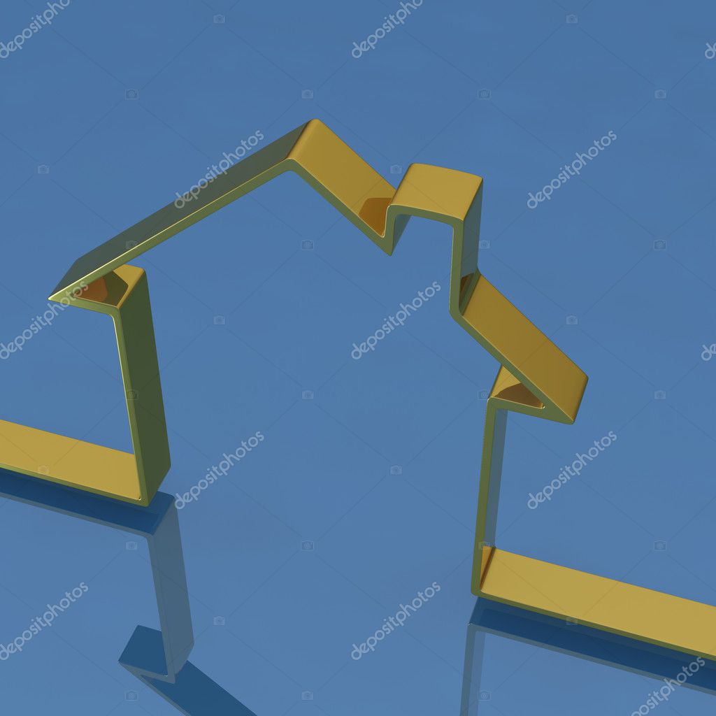 3D golden house on blue background Stock Photo by ©suriyaphoto 12038998