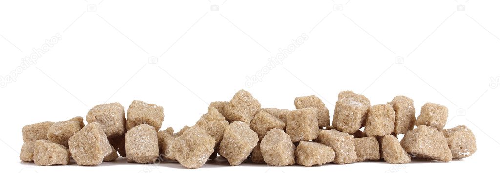 Lump brown cane sugar cubes isolated on white Stock Photo by ...
