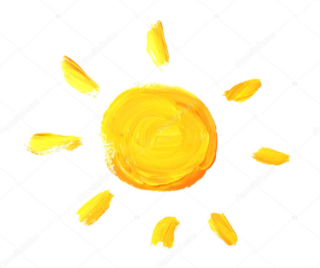 Sol brillante pintado aislado en blanco — Foto de stock #11490373 ...