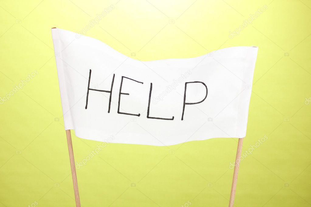Help written on white cloth on green background — Stock Photo ...
